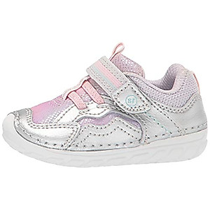 Stride Rite baby girls Soft Motion Kylo Sneaker, Silver/Multi, 4 Infant US