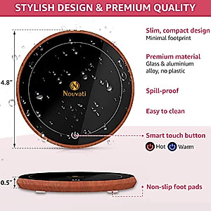Nouvati Candle Warmer/Mug Warmer/Coffee Warmer for Desk Auto Shut-Off: Excellent Heating, 2 Heating Modes, Safety Features, Sleek & Compact; Tea Warmer (Wood Grain) 2.0