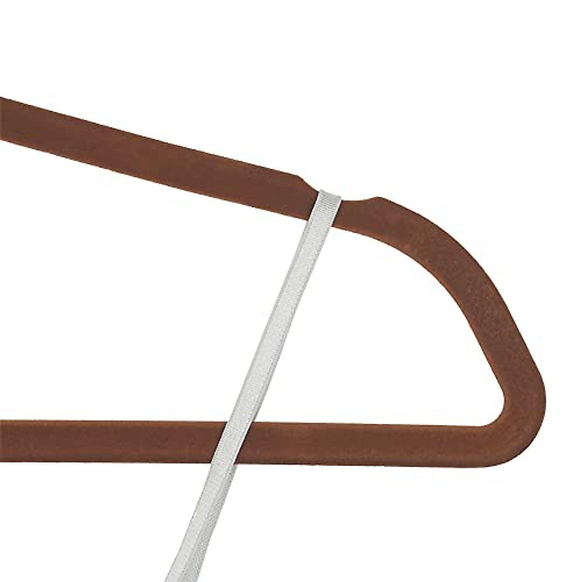 Home Basics Velvet Clothes Hangers (Pack of 10), Brown Felt Hangers for Tops, Jackets, Dresses, and Pants | Contoured Hangers with Notches | Ultra-Thin Space Saving Clothes Hangers