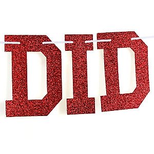 Woohoo You Did It Banner - Congrats Grad Sign, So Proud of You, 2025 High School/College Graduation Party Decorations Supplies, Blue and Red Glitter