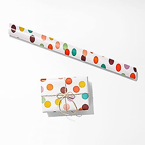 Gift Wrapping Paper Roll(Mini Roll/3Roll),3 Different Design Ink Rainbow Balloon Dot Star Stripe Design Gift Wrap for Kids, Boys, Girls, Adults -17 inch X 120 inch Per roll