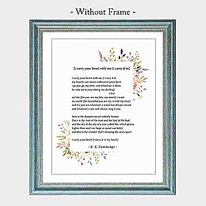 I Carry Your Heart, I Carry It In My Heart, Art Print, Home Decor, Poetry Wall Art, Great Gift, Gift for Her, UNFRAMED, 8x10 inch
