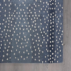 Restoration and Renovation Antelope Cheetah Blue Animal Contemporary Handmade 100% Woolen Area Rugs & Carpets (Blue, 6x9)