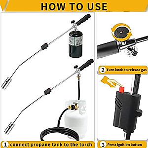 Propane Torch Weed Burner,Weed Torch Flame Thrower with Trigger Start and Flame Control Valve,50,000BTU with 9.8ft hose Compatible 1" USA Standard Connector for Burning Garden Weeds,Ice Snow Melter