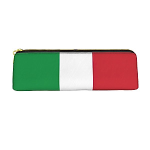 JIPOFD Italian Flag Creative Triangular Leather Pencil Case Is Light And Convenient With Large Storage Capacity