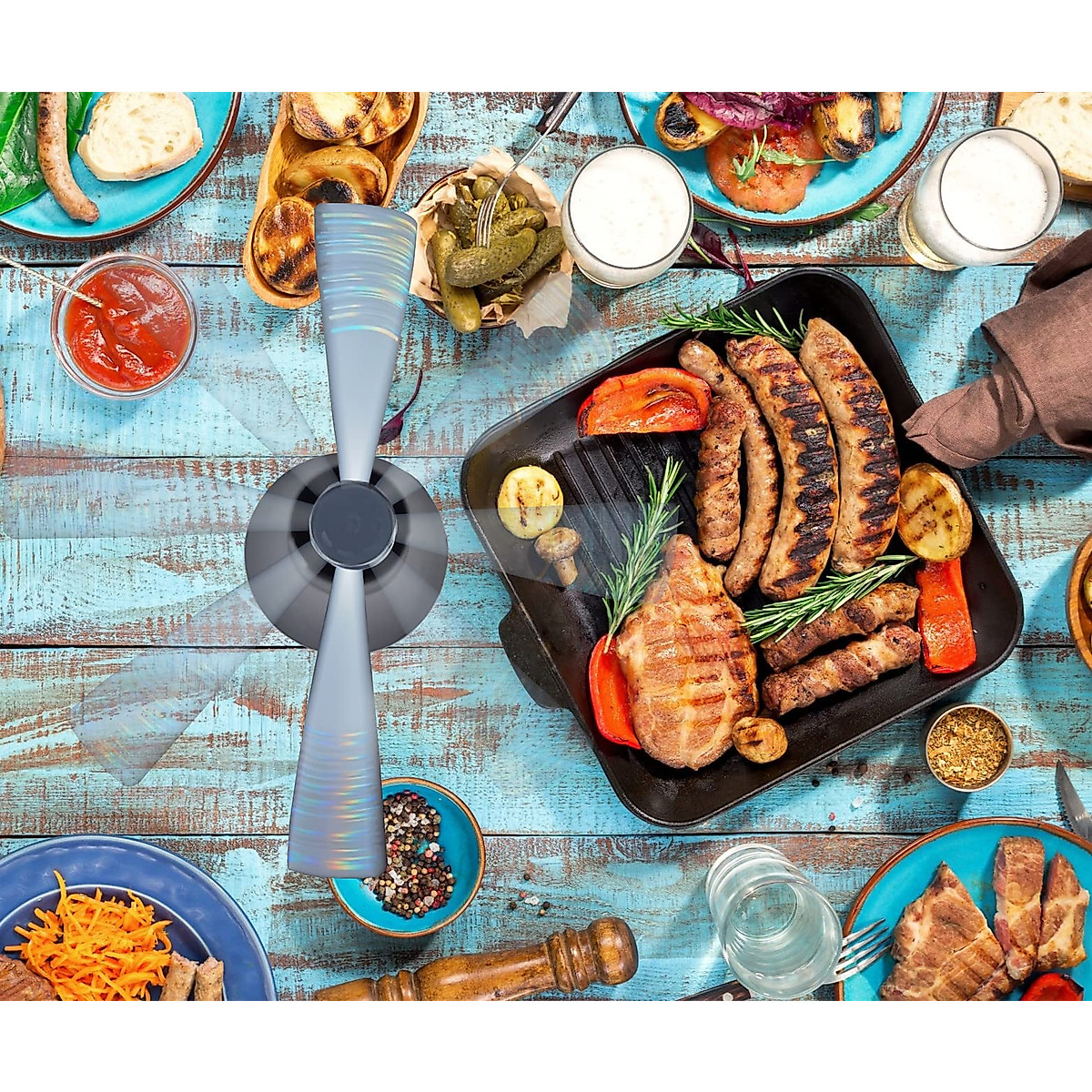 AOUKUNG Food Fan for Outside Restaurants,Outdoor Picnic Table,Portable Table Fans