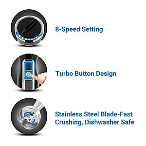 SOLTRONICS 3-in-1 Hand Blender, 3-in-1, 8-Speed 500 Watts Stick Blender with Milk Frother, Egg Whisk for Smoothies, Coffee Milk Foam, Puree Baby Food, Sauces and Soups, BPA-Free, Black