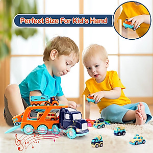 Kids Toys Cars Deluxe Playset : 1 Big and 8 Small Pull-Back Cars for Boys, Boy Toy Cars Playset with Sound and Light, Toys for 3 4 Year Old Boys, Christmas Birthday Gifts for Toddler Boys Girls