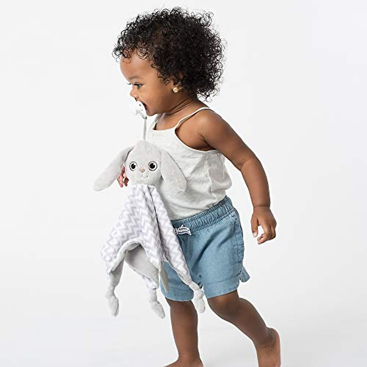 BooginHead Pacifier Holder Stuffed Animal Pacifier Lovey with Baby Teether, Bunny