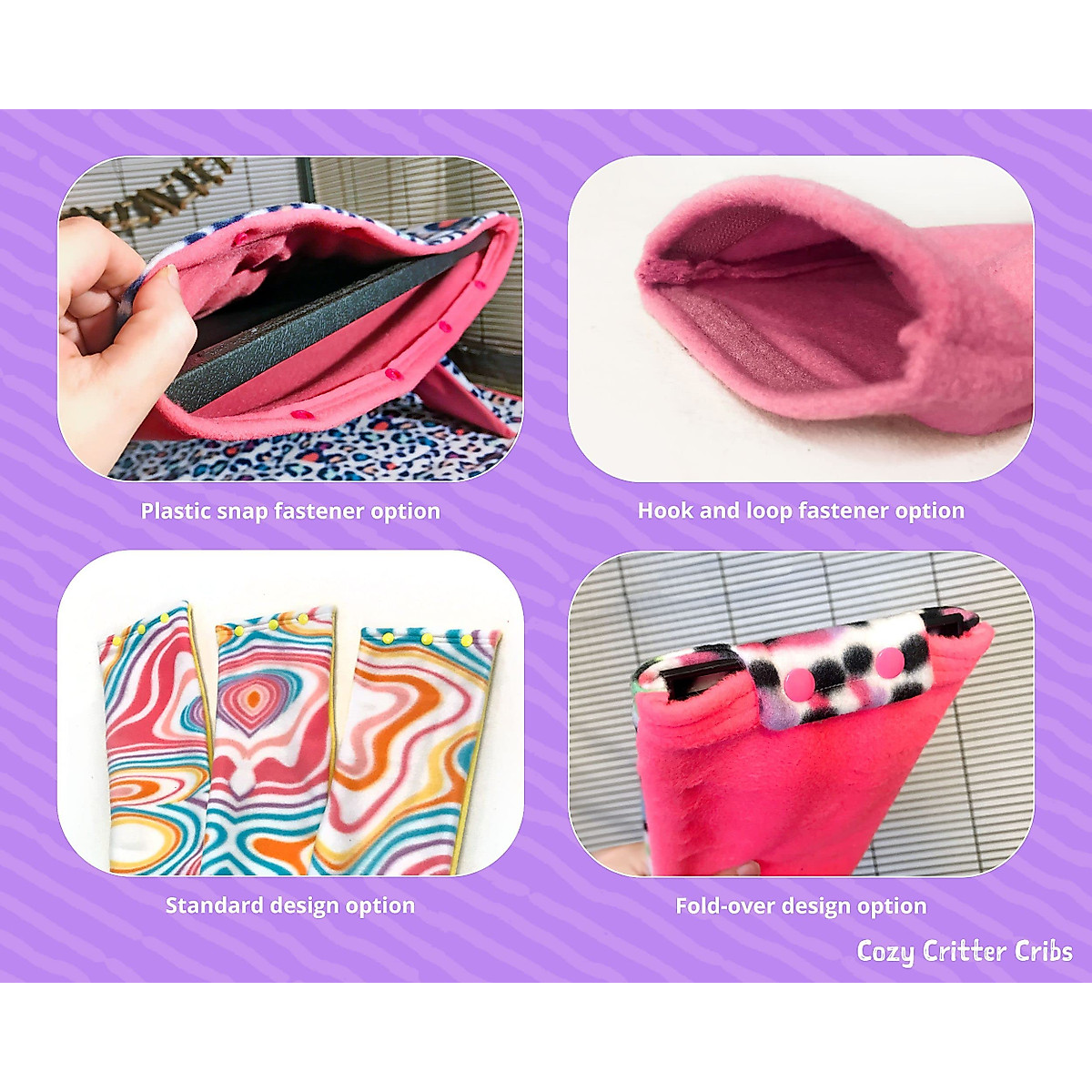 Patterned Fleece Ramp Covers for Small Animal Cages, 3 Pack, Customizable & Handmade, Midwest Critter Nation, Prevue Feisty Ferret