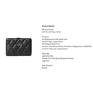 kate spade wallet for women Carey wallet in smooth quilted leather, Black, Wallet