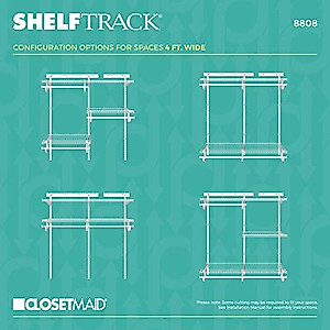 ClosetMaid ShelfTrack Wire Closet Organizer System, Adjustable from 4 to 6 Ft., With Shelves, Clothes Rods, Hardware, Durable Steel, White