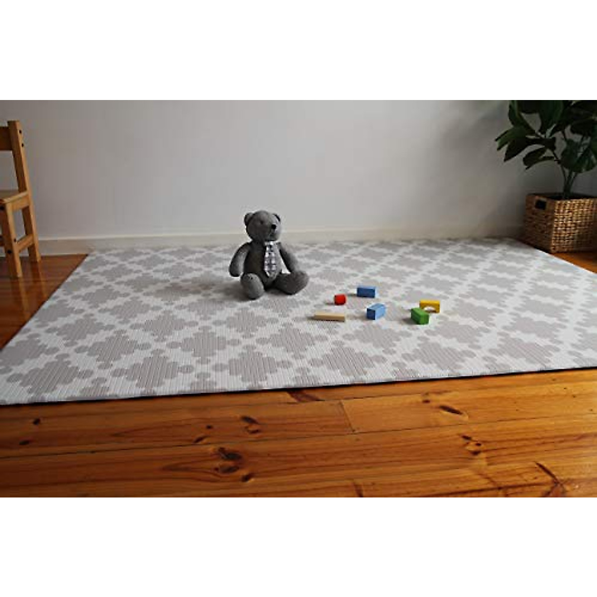 Stylish Reversible Foam Floor Mat | Play mat for Toddlers, Baby Play mat, Tummy time Crawling mat | Kids Play mat | Yoga Mat | Non-Toxic, Waterproof, Durable, Easy-to-Clean | Large Blue - Gray