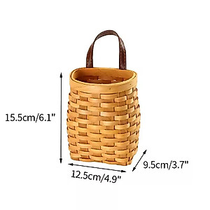 hanging wicker basket Hand-Woven Wood Storage Basket Portable Wall Hanging Flower Basket Organizer Fruit Vegetable Rattan Box Home Decoration Height 6.1in