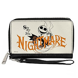Buckle-Down Women's PU Zip Around Wallet Rectangle-Nightmare Before Christmas, 7.5"x4.5"