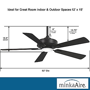 Minka-Aire F556L-CL Contractor Plus 52 Inch Ceiling Fan with Integrated 16W LED Light in Coal Finish