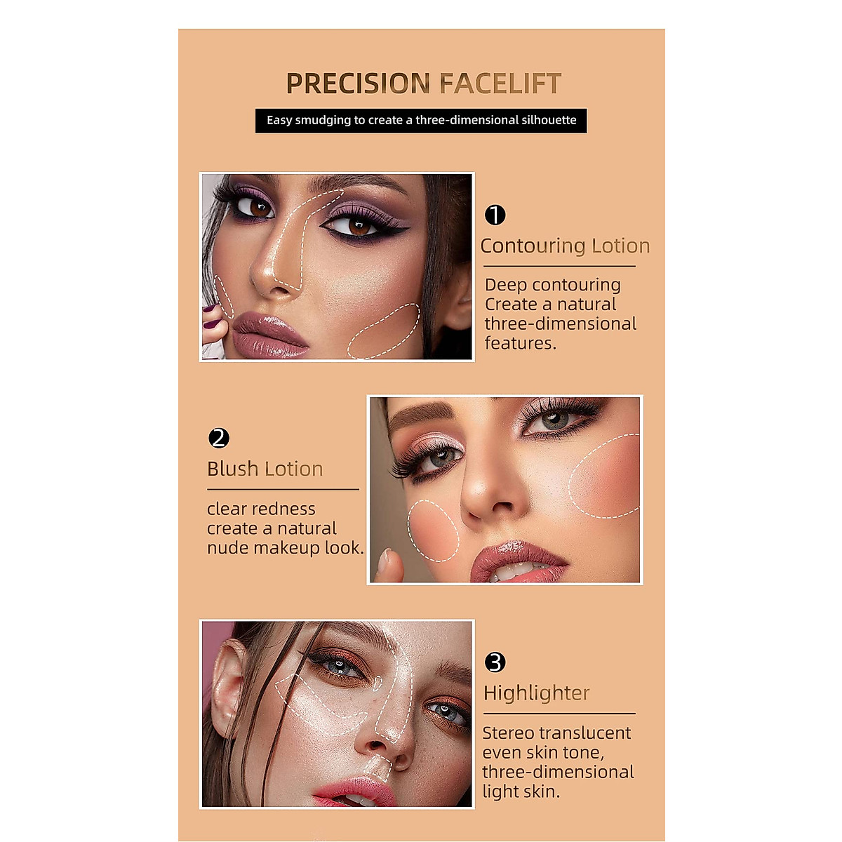 2 Colors Liquid Contour Beauty Wand, Highlighter and Bronzer Stick,Long Lasting & Smooth Natural Matte Finish,with Cushion Applicator Attached Easy to Blend. (1#/2#)