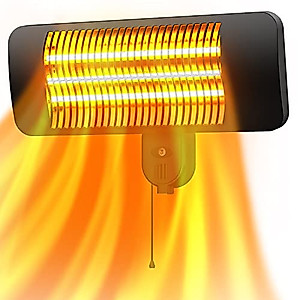 Electric Patio Heater, 1500W Waterproof Outdoor Heaters for Patio, Fast Heating Electric Infrared Heater w/Overheat Protection, 3 Heating Mode Wall Mounted Garage Heater for Outdoor/Indoor Use, Pets