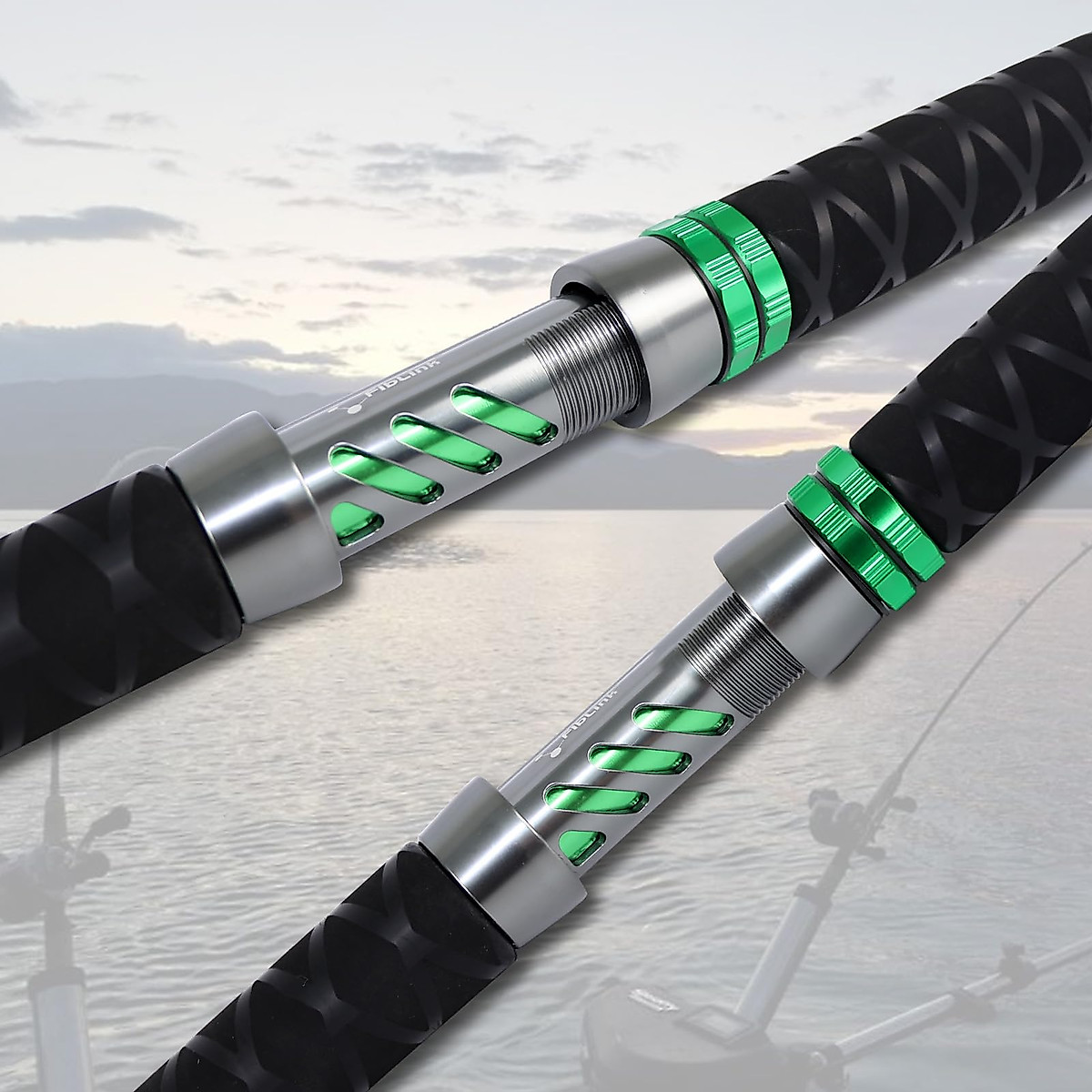 Fiblink Catfish Fishing Rod 1 Piece/2 Piece Catfishing Fishing Pole Portable Travel Heavy Cat Catfish Casting Rod (6'/6'6"/7'/8'/9') (9' - 2Pcs - Green)