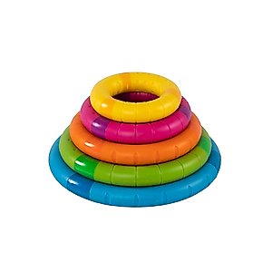 Fat Brain Toys Tinker Rings - Set of 5 Magnetic Stacking & Tactile Rings, Ages 2+