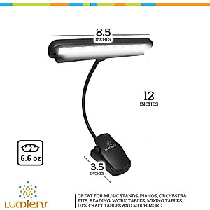 Lumiens L9 - Music Stand Light Clip On - LED Musician Lamp for All Music Stands, Pianos, Orchestra Pits, Work Tables, Desks, and More - #1 Among Music Stand Lights - AA Battery Powered