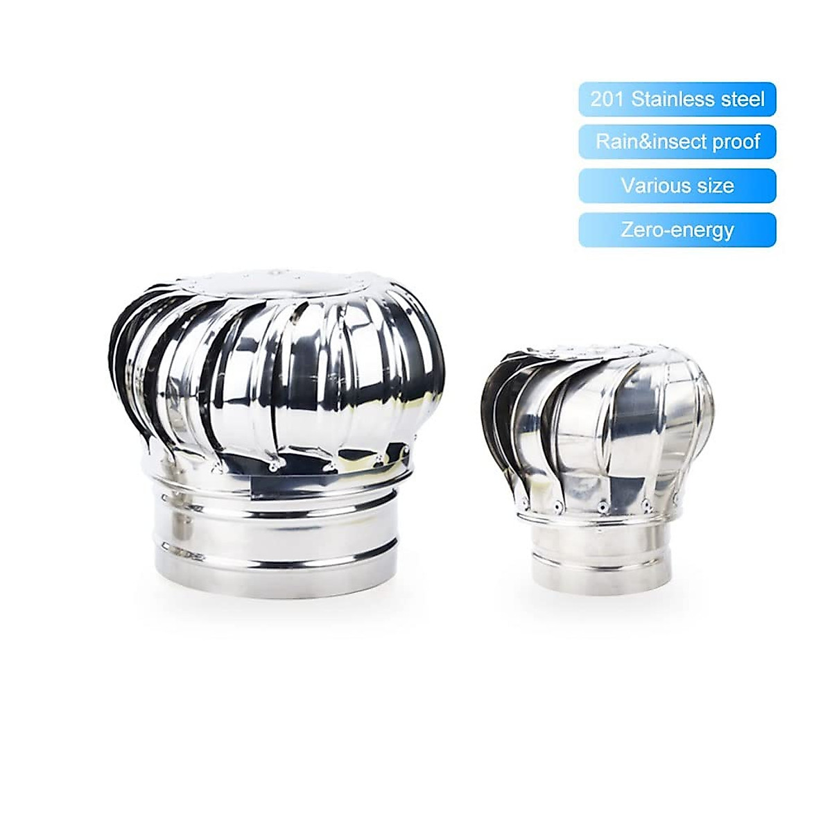 MYCZLQL Stainless Steel 201 Non Power Roof Ventilator, Wind Turbines Attic Air Vent Ventilating Fan (Size : 160mm)