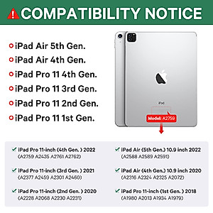 GreenLaw iPad Air 5th 4th Generation Case with Keyboard, DIY 7 Color Breathing Backlit, 360° Rotatable, Auto Sleep, Keyboard Case for iPad Pro 11 Inch(4th/ 3rd/ 2nd/ 1st Gen.), Black