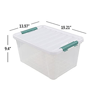Ponpong 36 Quart Large Storage Box, Clear Plastic Latch Box, 4-Pack