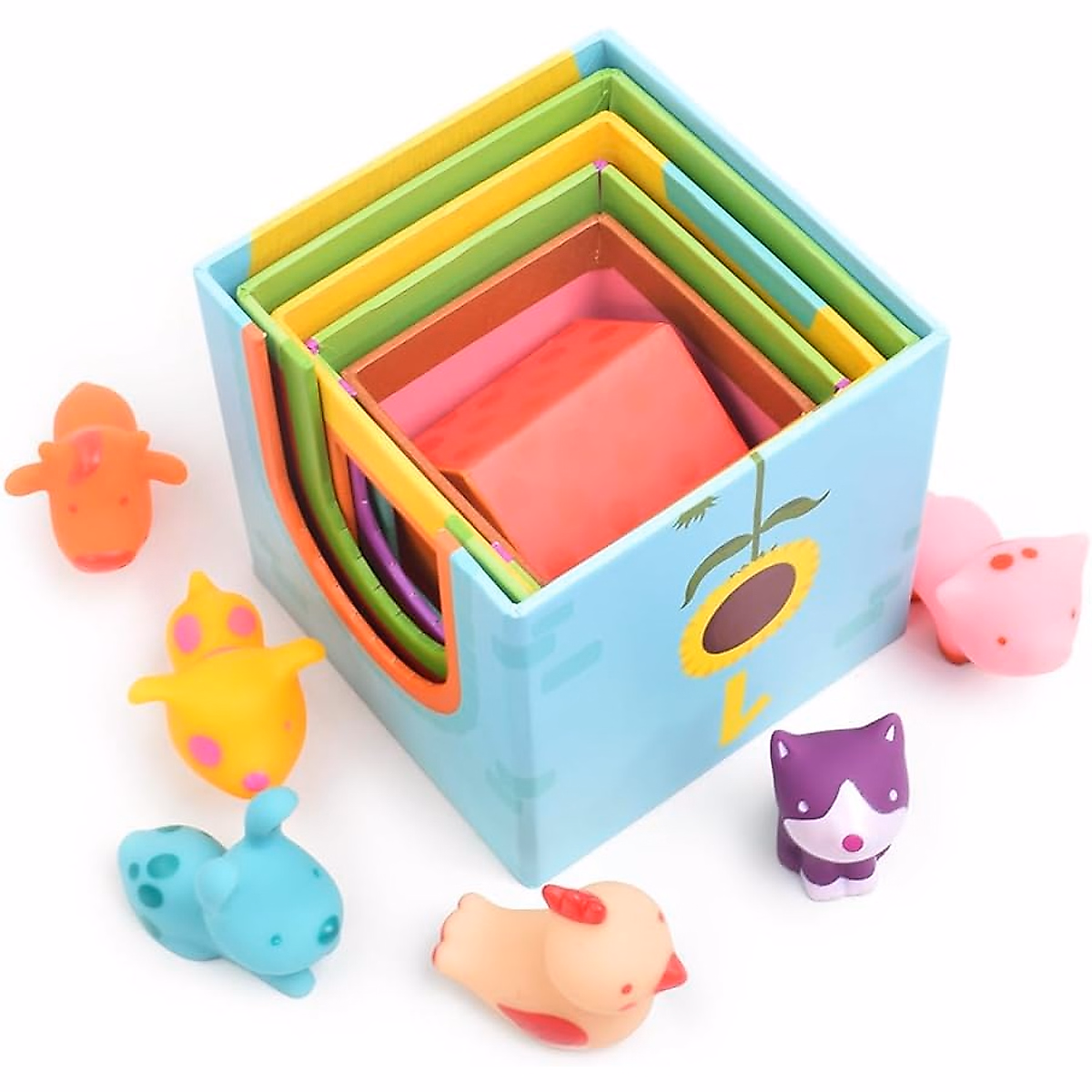 DJECO Topanifarm Blocks - Build a Farm, Wooden Blocks & Animal Toys for Home, School or Gifts - Fun & Creative for Family & Friends - Playful, Educational Toys for Preschool, Kids Months 18+