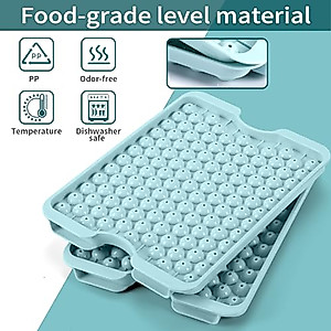 ARTLEO Mini Ice Cube Tray, Round Ice Ball Maker Mold for Freezer with Bin & Scoop, Upgraded Small 123x2 PCS Tiny Ice Cube Tray Easily Release for Chilling Drinks, Coffee, Cocktail, Juice, BPA Free