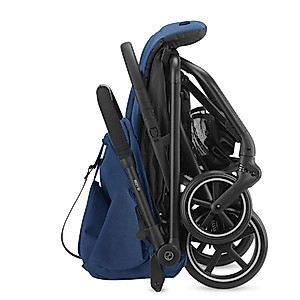 CYBEX Eezy S + 2 Stroller, Lightweight Travel Stroller, Compatible with All CYBEX Infant Car Seats, Compact Fold, Stands for Storage, All-Terrain Wheels, Baby Stroller for 6 Months+, Navy Blue