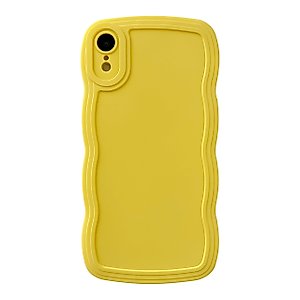 Caseative for iPhone Xr Case, Solid Color Curly Wave Frame Soft Compatible with iPhone Case (Yellow,iPhone Xr)