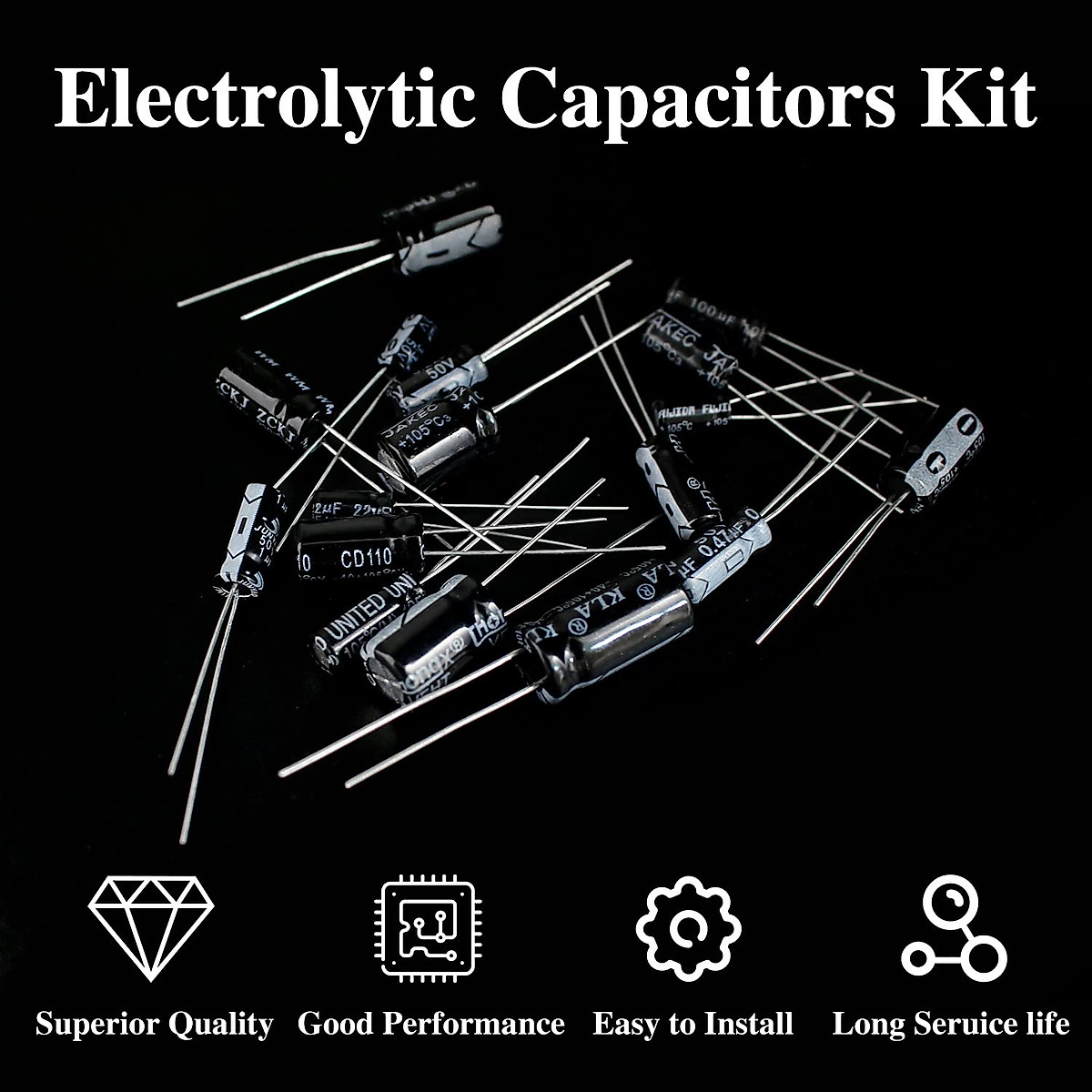 24 Values 500 Pcs Aluminum Electrolytic Capacitor Assortment Box Kit Range 0.1uF~1000uF MFD 10V/16V/25V/50V Radial Electrolytic Capacitors for TV, LCD Monitor, Radio, Stereo, Game