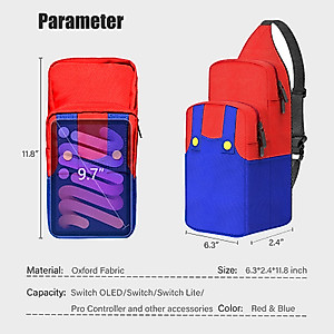 Cute Travel Bag for Nintendo Switch/Lite/OLED/Steam Deck, Small Sling Portable Waterproof Backpack Carrying Crossbody Shoulder Chest Gaming Bag Case for NS SD Console Dock Joy-Cons Accessories Storage