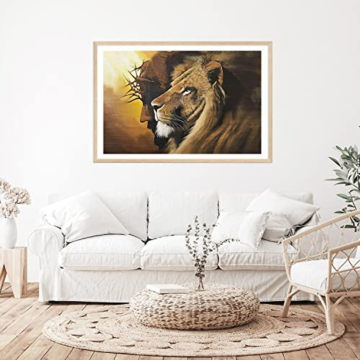 Jesus Diamond Art Painting Kits for Adults - Full Drill Diamond Dots Paintings for Beginners, Jesus Lion Round 5D Paint with Diamonds Pictures Gem Art Painting Kits DIY Adult Crafts Kits 12x16inch