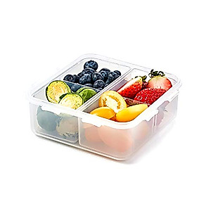 LocknLock Easy Essentials On The Go Meal Prep Lunch Box, Airtight Containers with Lid, BPA Free, Square (4 Section) -29 oz, Clear (Pack of 2)