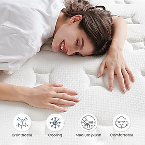 Dourxi Queen Size Mattress 10 Inch, Hybrid Queen Mattress in a Box with Cooling-Gel Memory Foam and Individually Pocket Innerspring for Support and Pressure Relief, Medium Plush