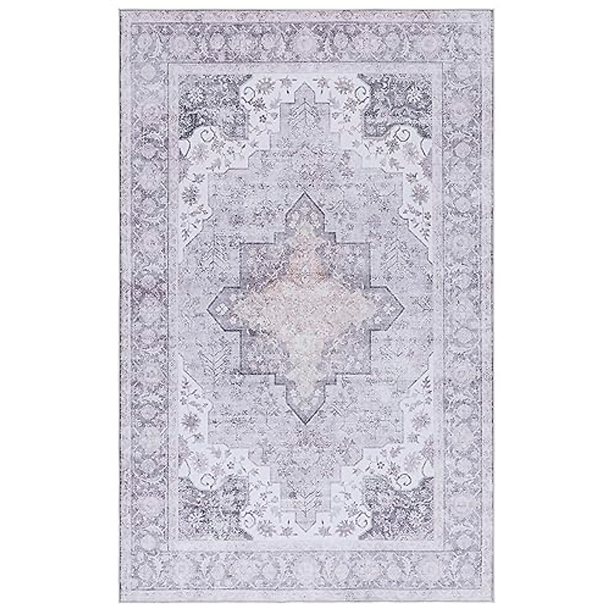 SAFAVIEH Tucson Collection Area Rug - 3' x 5', Sage & Ivory, Persian Medallion Design, Machine Washable Ideal for High Traffic Areas in Living Room, Bedroom, Dining (TSN105W-3)