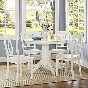 DOREL Living Aubrey 5 piece Traditional Height Pedestal Dining Set, White