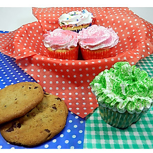 Regency Wraps Treat Sheets, Decorative Greaseproof Liners for Wrapping Sandwiches and Baked Goods, Cake and Cookie Boxes, Attractive Parchment Paper Baking Supply, Red/White, 12"x12" (Pack of 50)