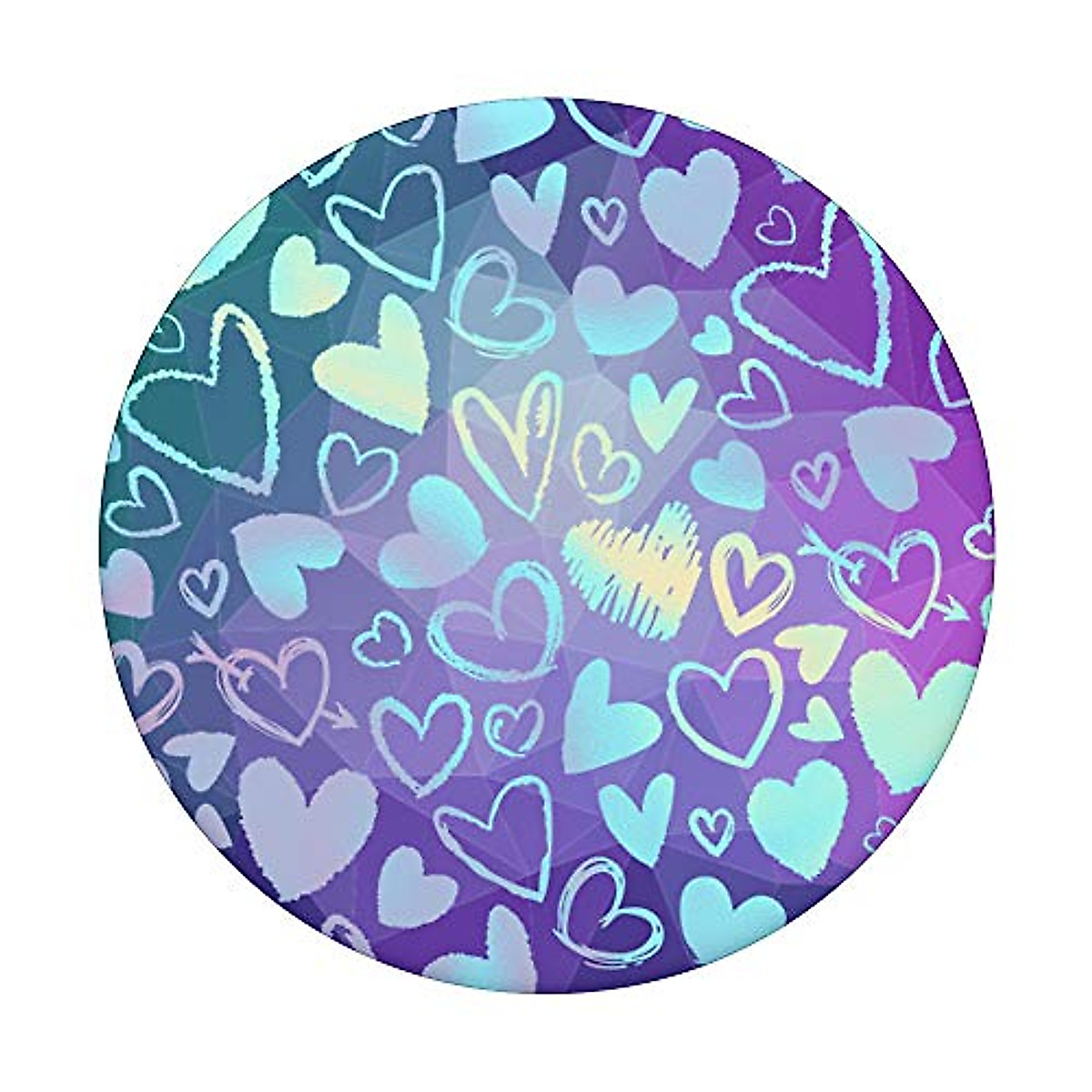Rainbow Modern Hearts Teal Purple Polygon PopSockets Swappable PopGrip