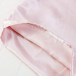 LCBD Silky Satin Toddler Pillowcases Set of 2, Super Soft Travel Pillow Covers, Small Kids Pillow Cases with Envelope Closure, 13"x 18", Pink