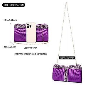 GESU Womens Clutch Purse Rhinestone Evening Bag Wedding Bridal Prom Purse Formal Party Handbag. (Purple)