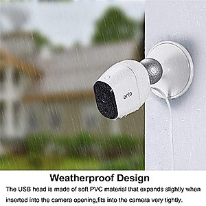 BECEMURU Arlo Camera Charger Cable, Weatherproof 6.56ft/2m Charging Cable for Arlo Pro/Arlo Pro 2/Arlo Go Camera with Quick Charge 3.0 Adapter,White Power Extension Cable+Adapter (Cable+Adapter)