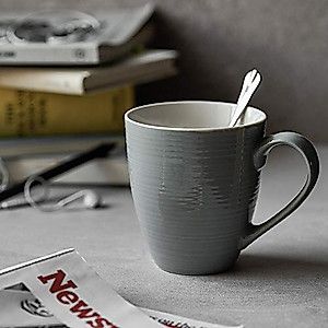 DOWAN Coffee Mugs, Coffee Mugs Set of 6, 17 Oz Ceramic Coffee Cups with Handle, Hot Cocoa Mugs, Mug Sets, Large Coffee Mug for Coffee Tea, Party, Gray