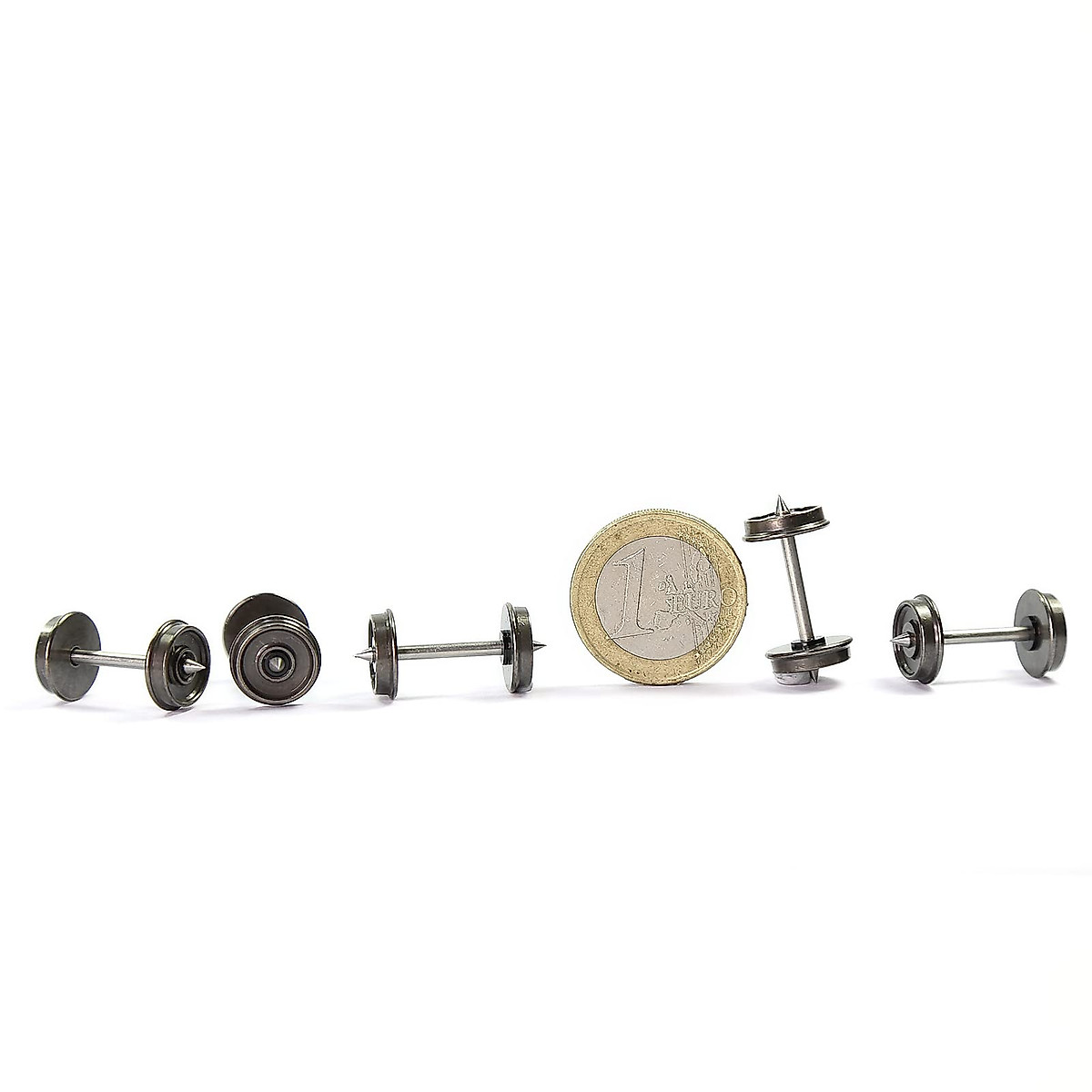 24pcs HO Scale 36" Metal Wheelsets 1:87 Metal DC Wheels Metal Axles C8721