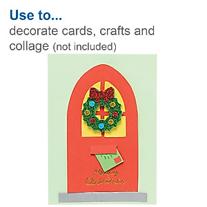 Baker Ross FE917 Christmas Wreath Glitter Foam Stickers - Pack of 100, Kids Stickers, Ideal for Children's Arts and Crafts Projects, Great for Card Making and Scrapbooking