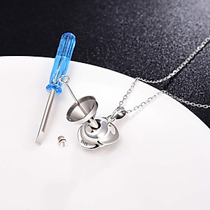 ACJFA Sterling Silver Rose Flower Cremation Urn Pendant Necklace Keepsake Ashes Memorial Jewelry for Women (Oxidized)