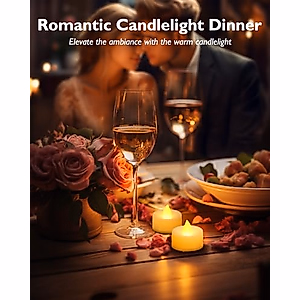 Homemory Value 24Pack Flameless LED Candles Tea Lights Battery Operated, 200+Hours Electric Fake Plasitc Candles Tealights for Votive, Halloween, Pumkin, Ofrenda, Diya, Table Decor, Funeral, Amber