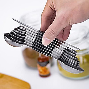 Measuring Cups Set and Magnetic Measuring Spoons Set,QtoiKce 18/8 Stainless Steel 7 Measure Cups and 7 Magnetic Measure Spoons,1 Leveler & 1 Conversion Chart for Dry and Liquid Ingredient